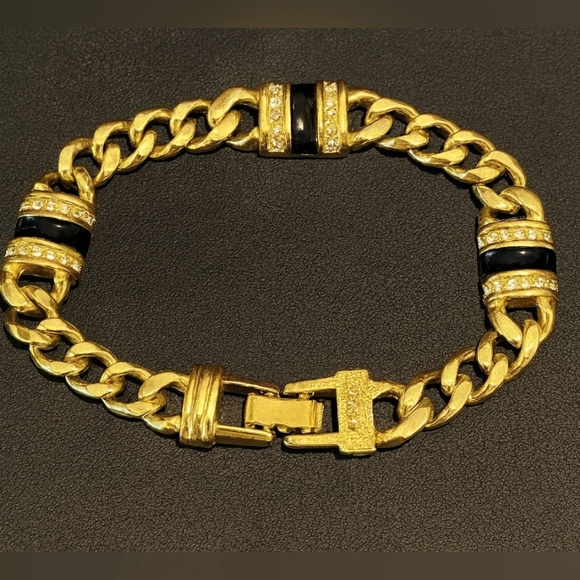 Swarovski | Jewelry | Vintage Swarovski Sal Gold Chain Link Bracelet ...